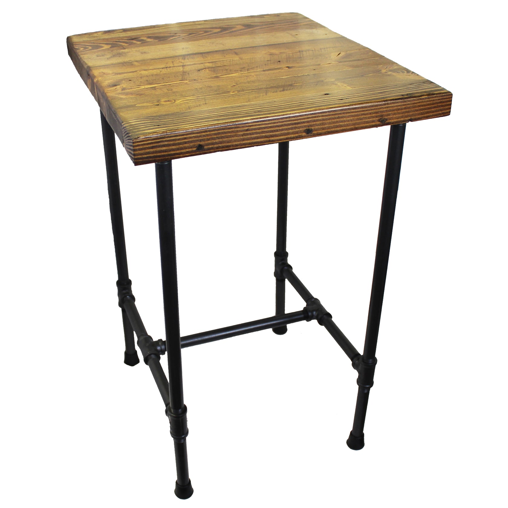 Natural Geo Dublin Rustic Pipe Wooden End Table – Natural Geo Home ...