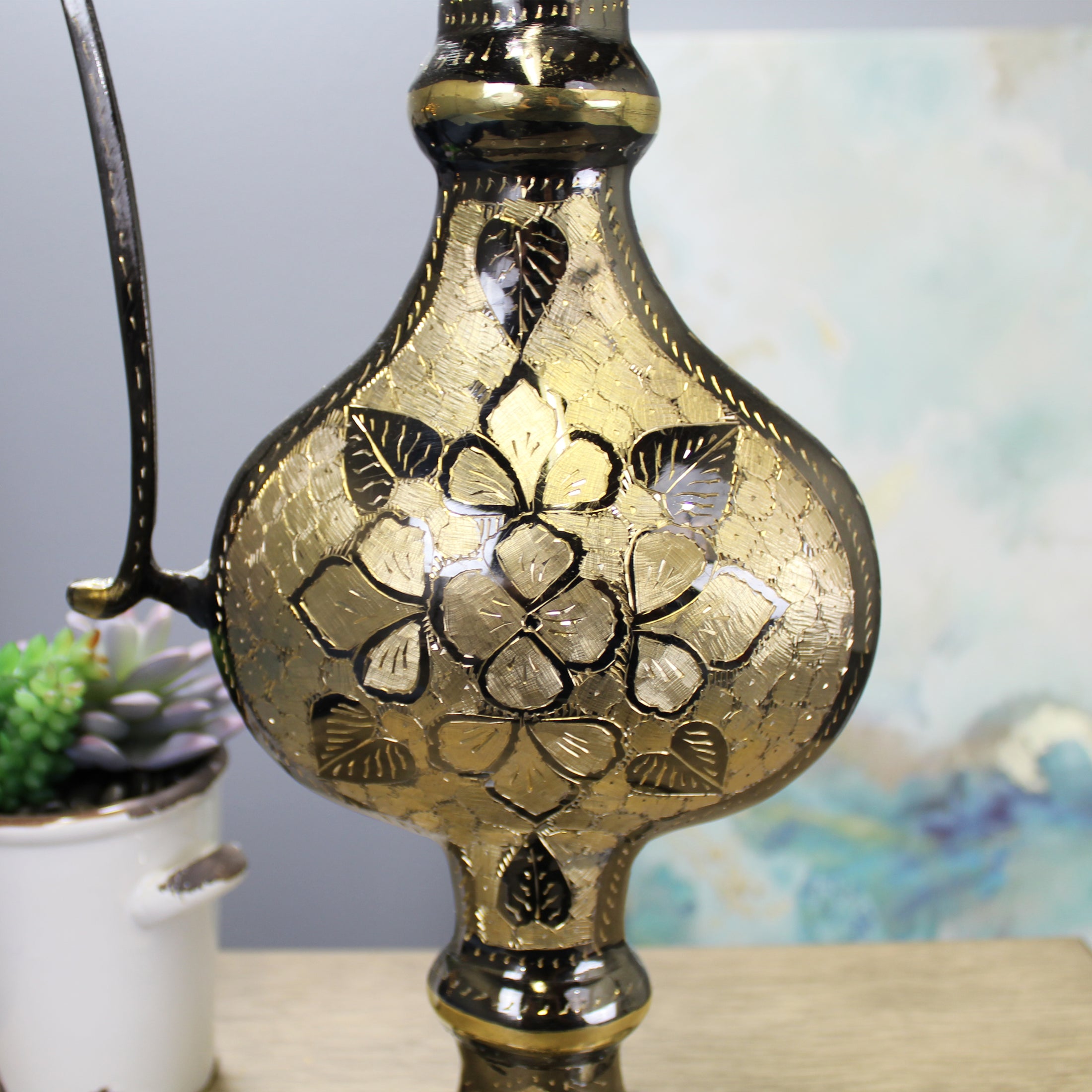 Natural Geo Decorative 16" Golden Brass Jug – Natural Geo Home Furnishings