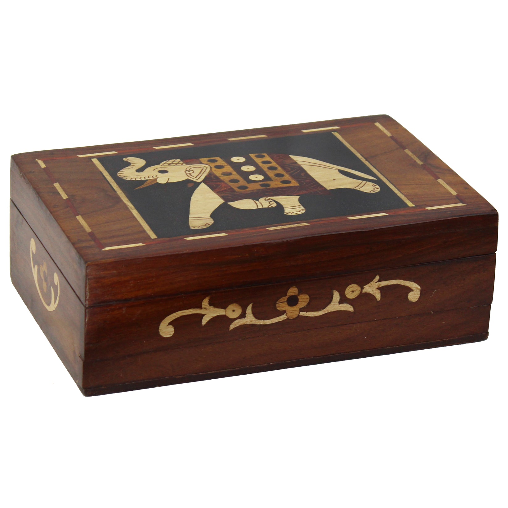 Natural Geo Handmade Rosewood Dotted Elephant Wooden Decorative Box ...