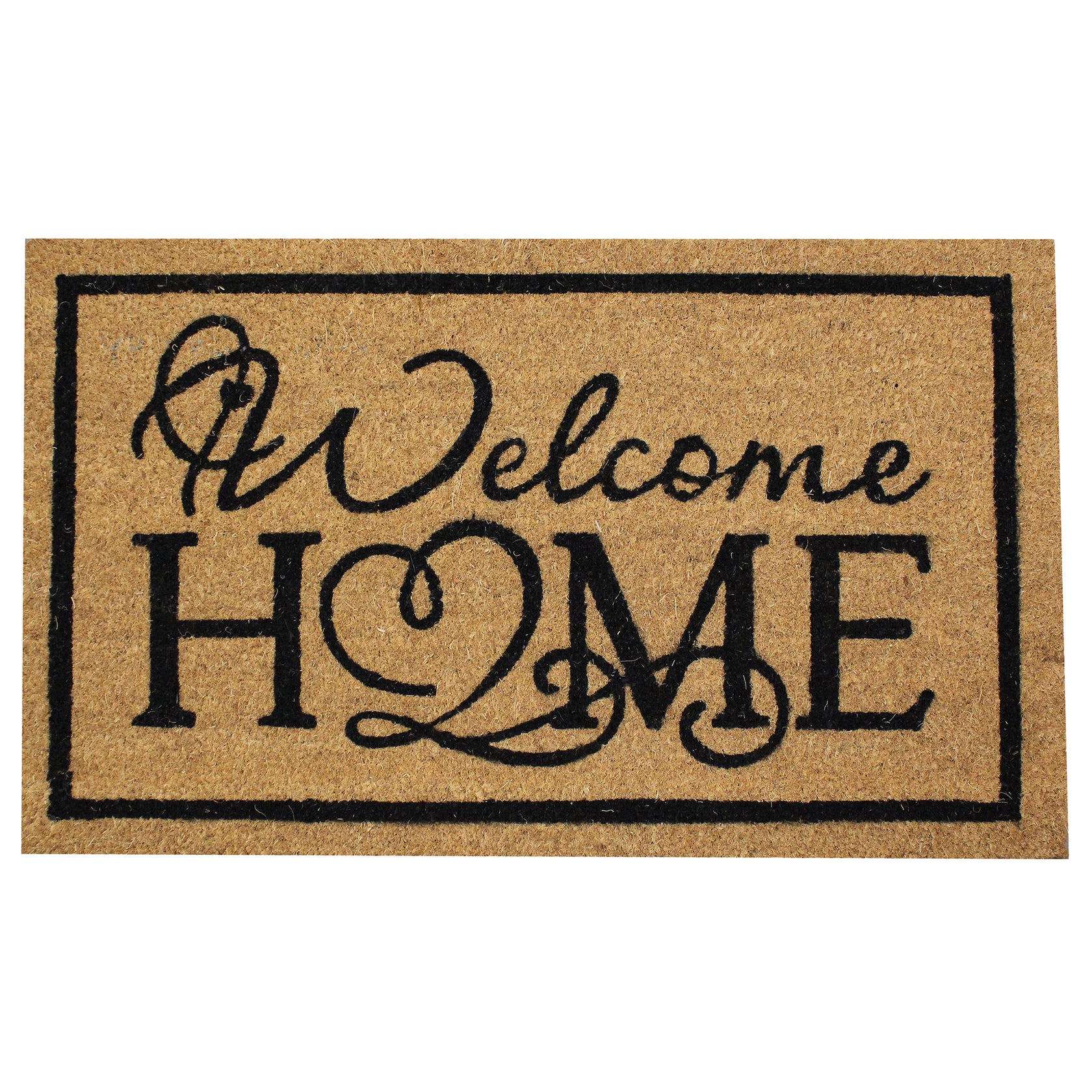 Natural Geo Island Welcome Home Beige/Black Natural Coir Door Mat 18 x ...